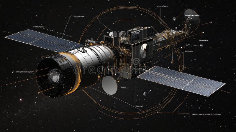 A Detailed Illustration of a Spacecraft with Labeled Components for ...