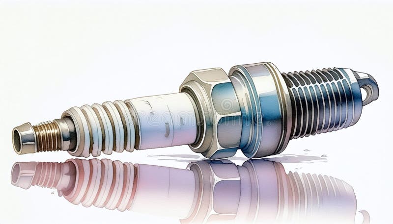 A Detailed Illustration of a Spark Plug, Showcasing Its Metallic ...