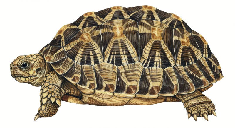 Detailed Illustration of a Star Tortoise with Distinctive Patterned ...