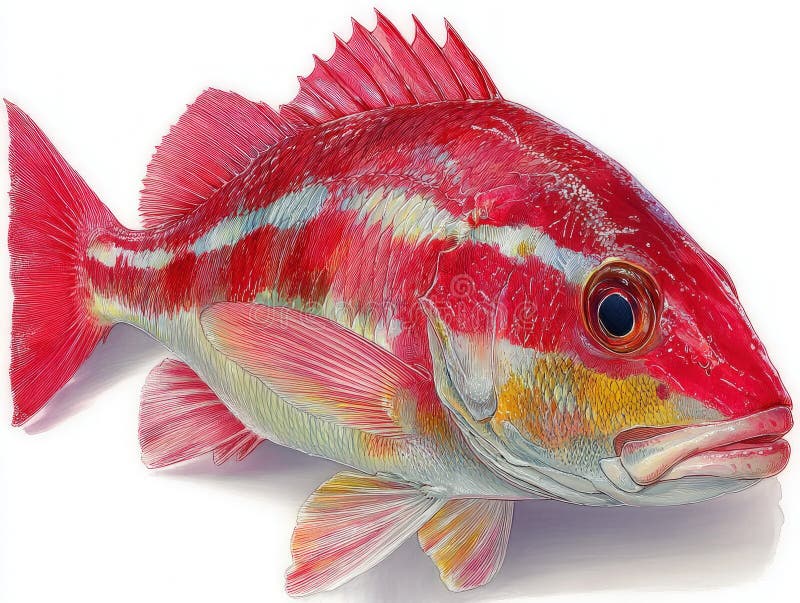 A Detailed Illustration of a Striped Red Mullet Fish Stock Image ...
