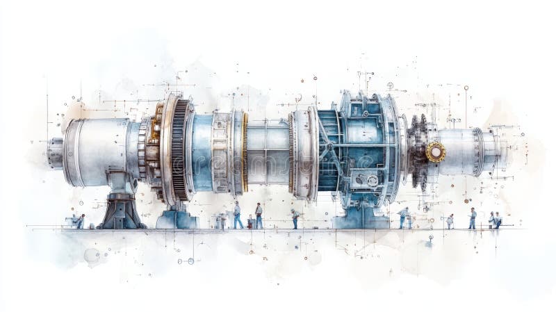 A Detailed Illustration of a Turbine Showcasing Engineering Precision ...