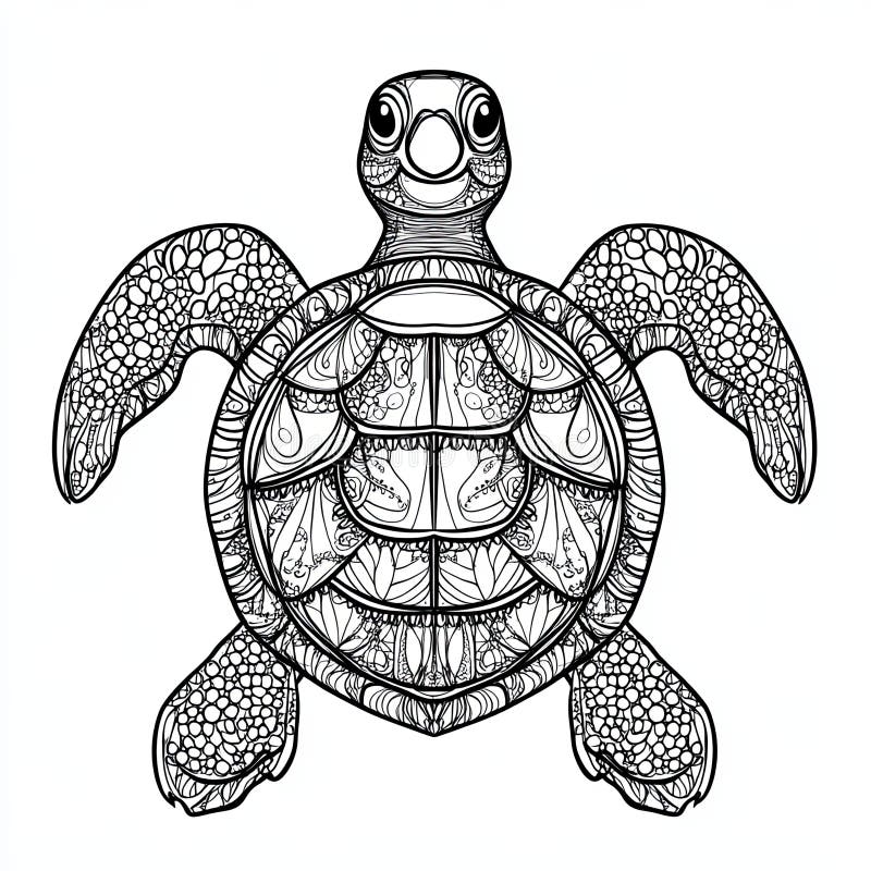 Detailed Illustration of a Turtle Featuring Intricate Patterns and ...