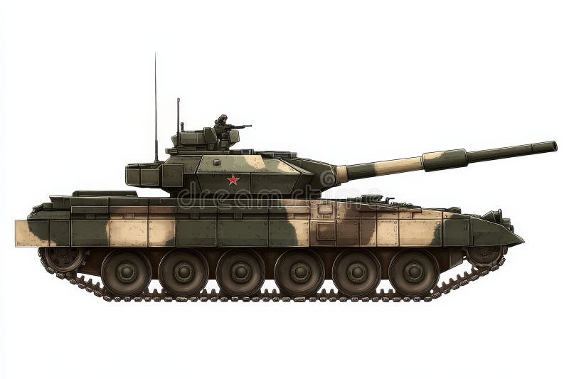 A Detailed Illustration of a Type 99 Main Battle Tank in Side View this ...