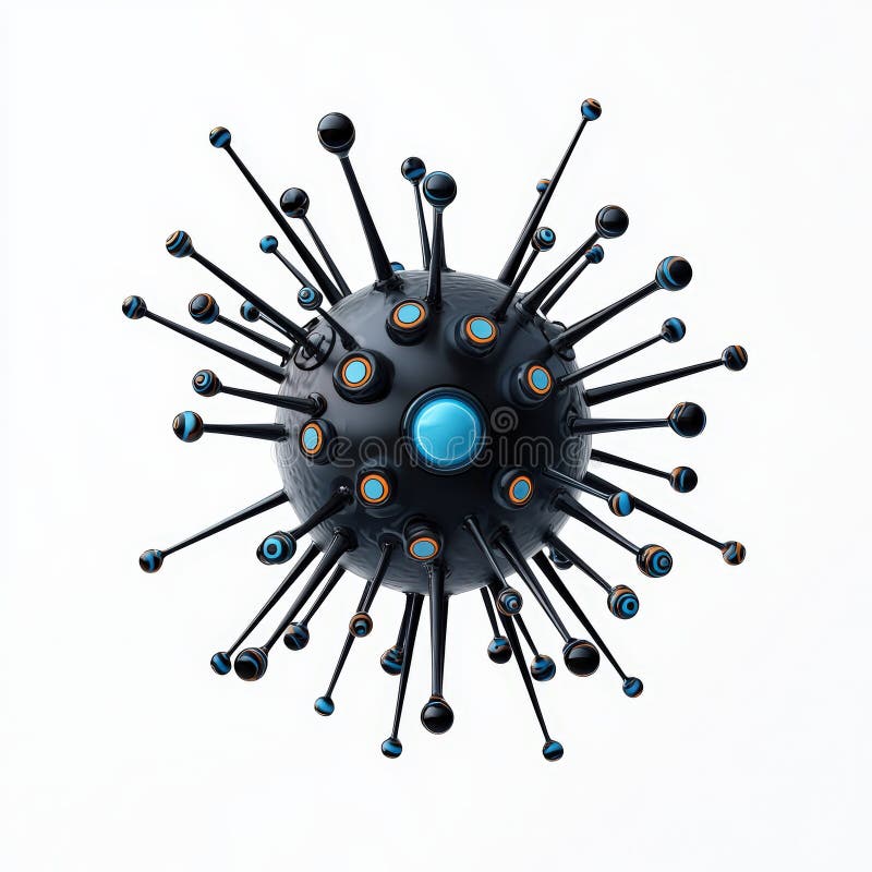 A Detailed Illustration of a Virus Showcasing Its Structure with Spikes ...