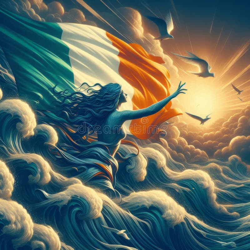 Detailed Illustration of Waving Irish Ireland Flag Stock Illustration ...