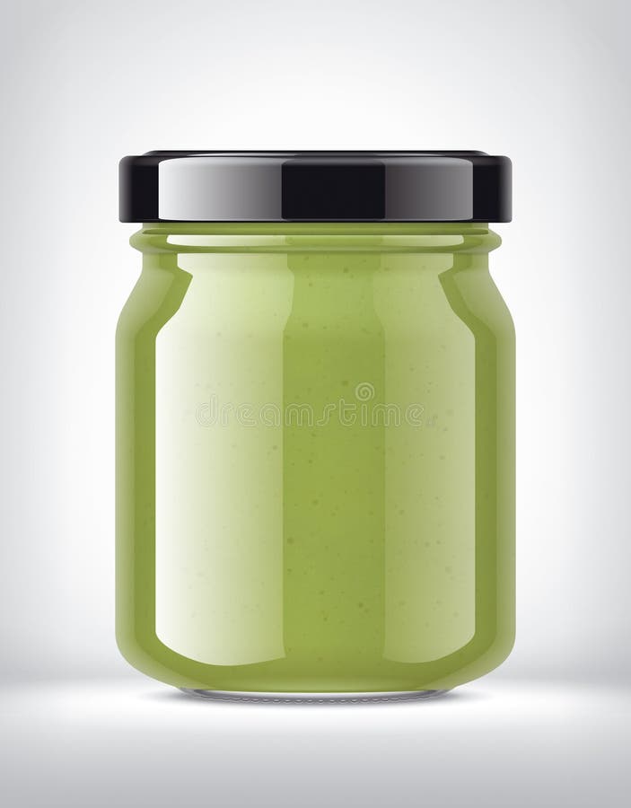 Glass Jar with Wasabi on Background. Stock Illustration - Illustration ...
