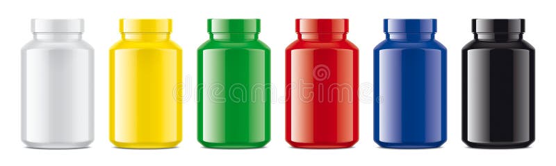 Set of Colored Non-transparent Plastic Jars. Stock Vector ...