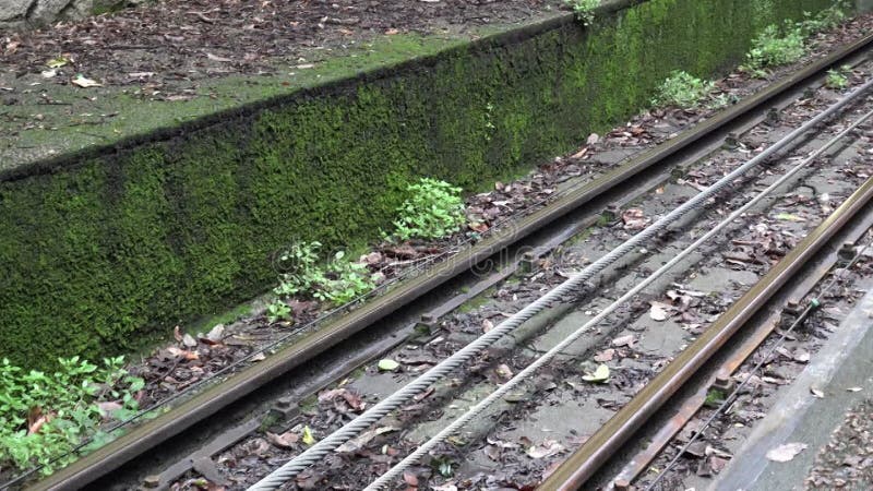 Genoa Funicular, Traction Cables Stopped and Pan Towards the Tunnel ...