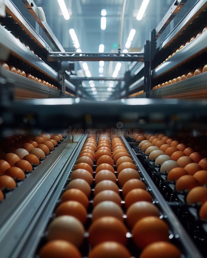 Detailed Image of an Automated Egg Collection and Sorting Line ...