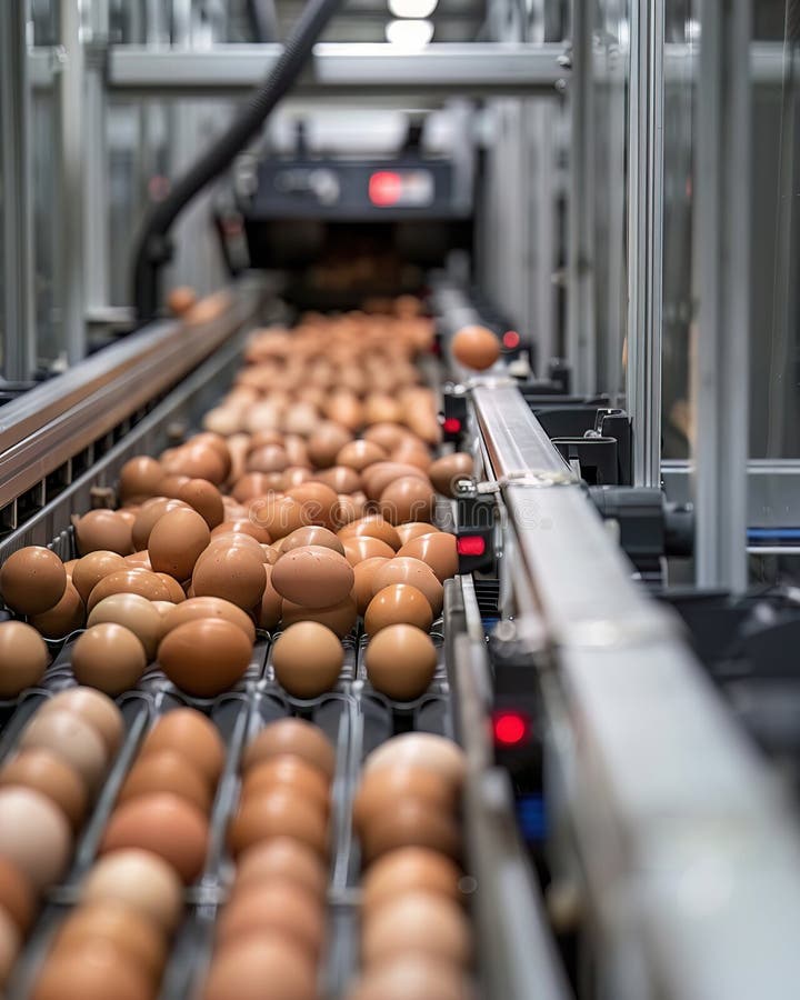 Detailed Image of an Automated Egg Collection and Sorting Line ...