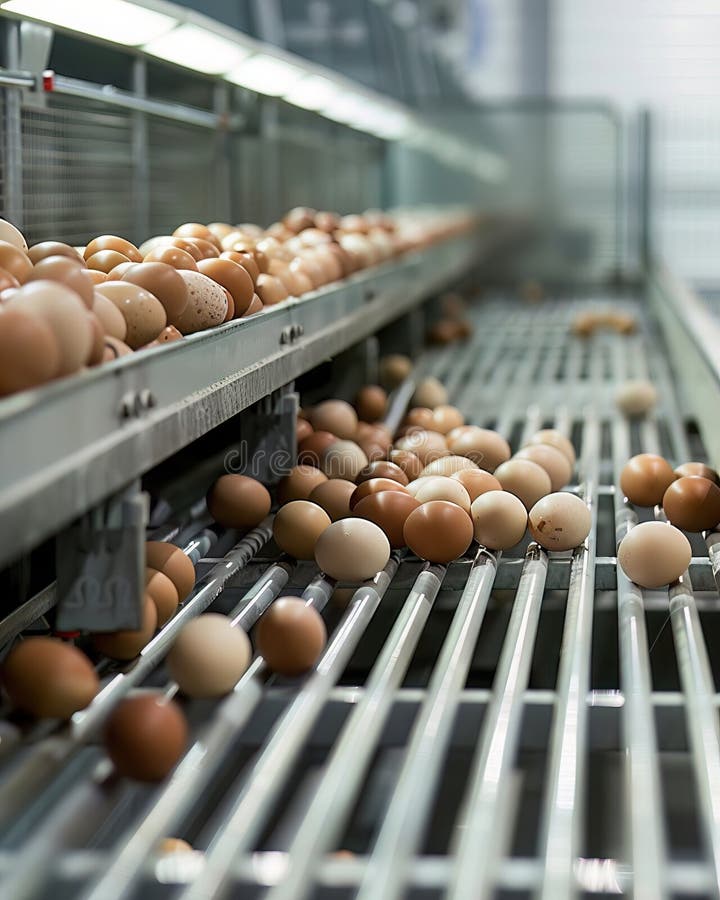 Detailed Image of an Automated Egg Collection and Sorting Line ...