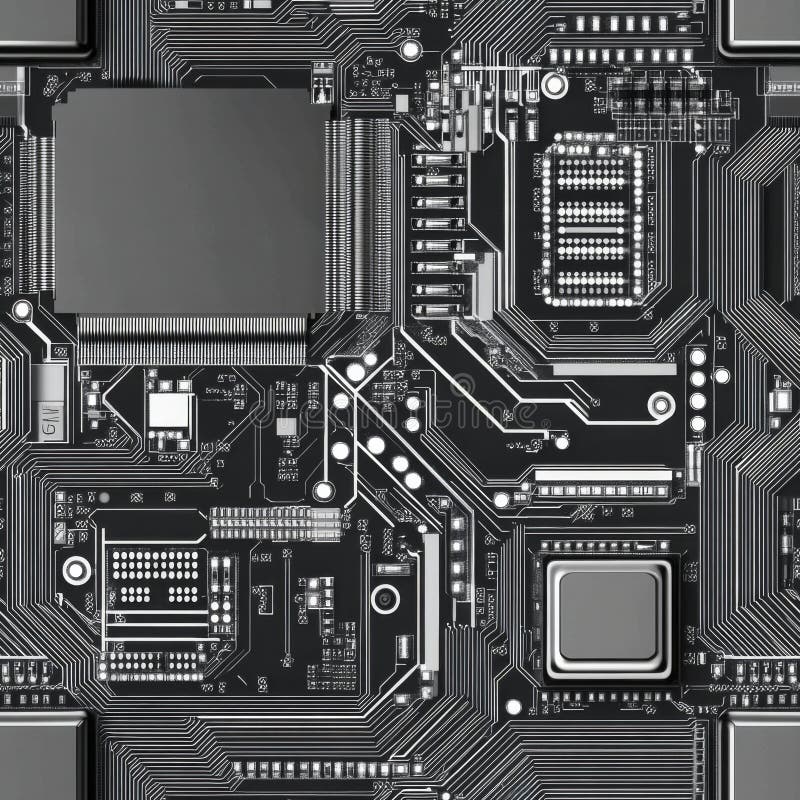 Detailed Image of a Black and Silver Circuit Board Design with ...