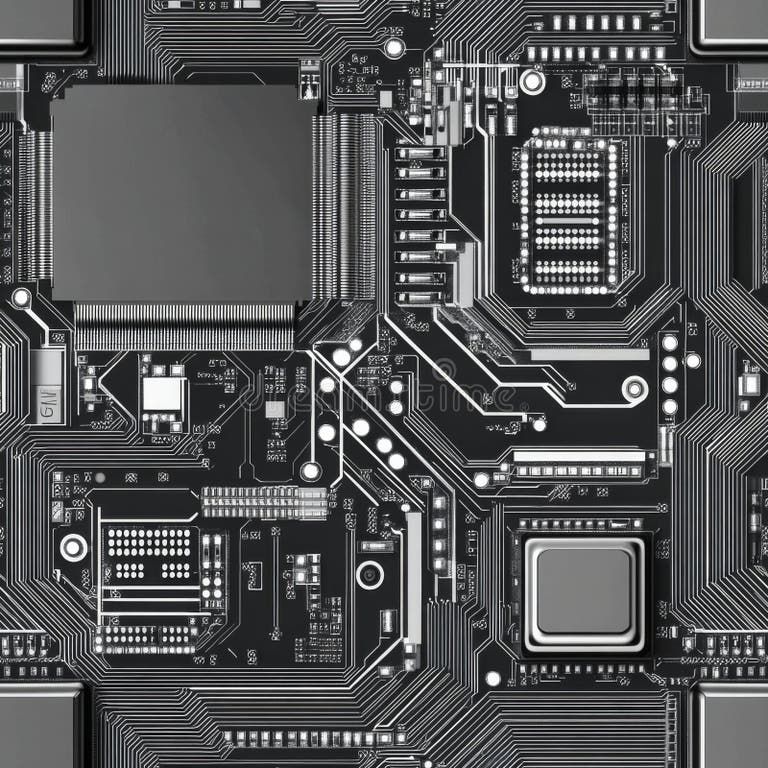 Detailed Image of a Black and Silver Circuit Board Design with ...