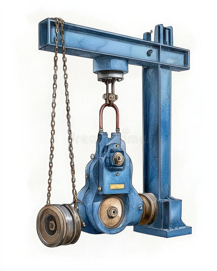A Detailed Image of a Blue Industrial Hoist Showcasing Its Robust ...