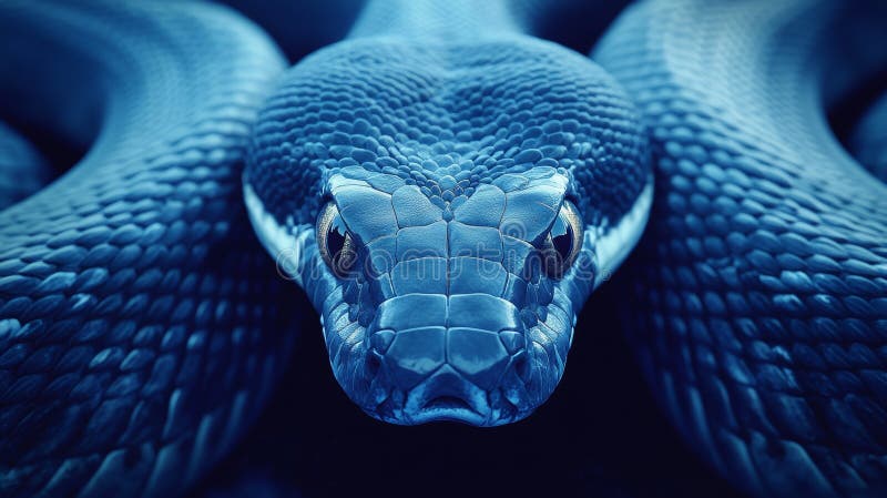A Detailed Image of a Blue Snake, Photographed in a Studio with a Blue ...