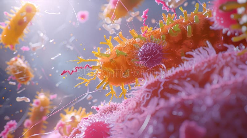 Dramatic Microscopic Battle between Bacteria and Antibiotics Stock ...