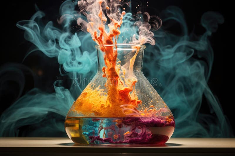 Detailed Image of a Chemical Reaction Happening Inside a Beaker Stock ...