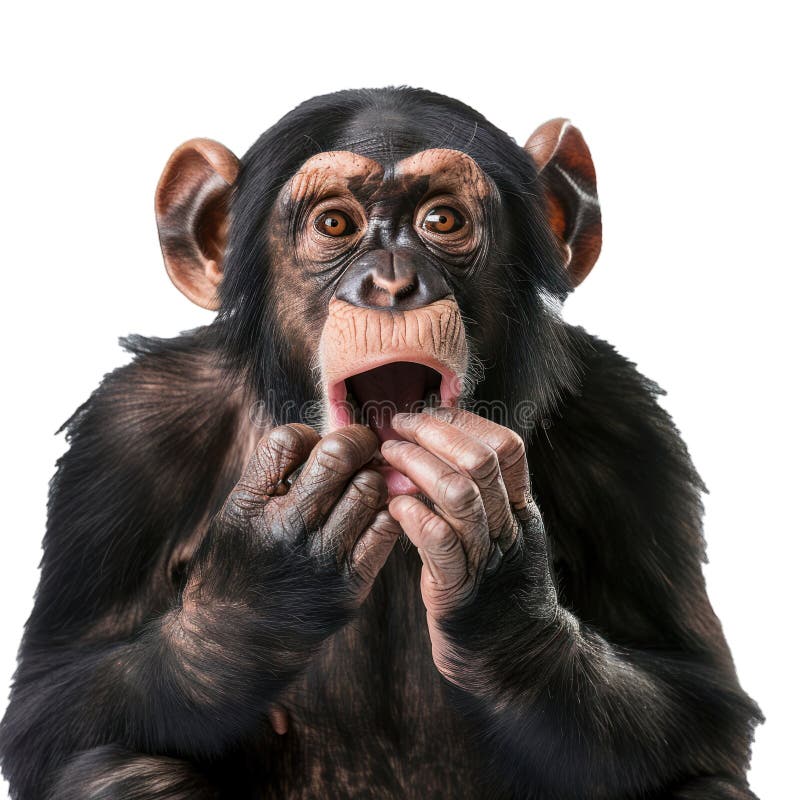 Surprised Chimpanzee on Transparent Background Stock Image - Image of ...