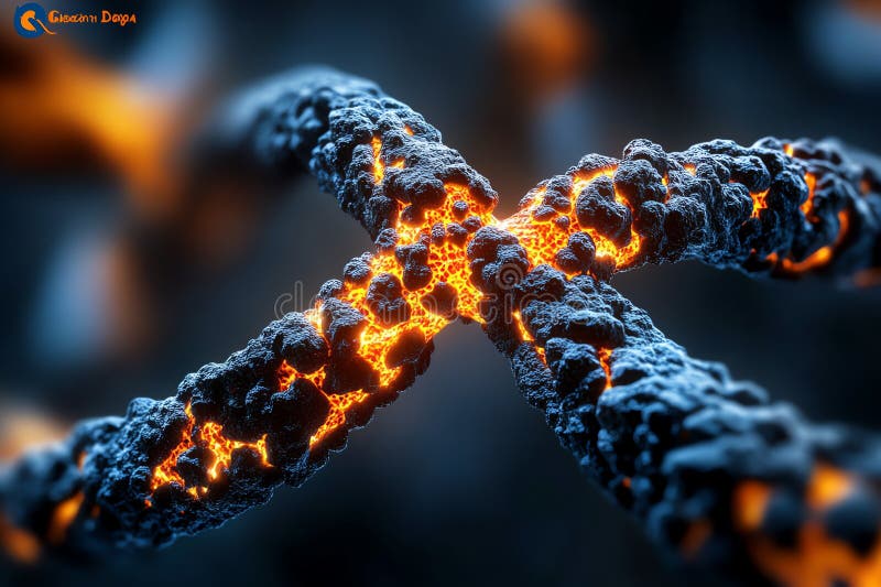 A Detailed Image of a Chromosome with a Highlighted Section ...