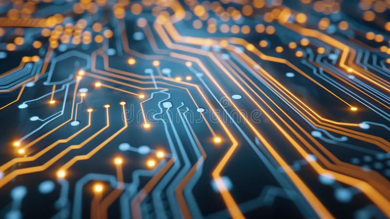 A Stunning Closeup Showcases a Circuit Boards Intricate Patterns ...