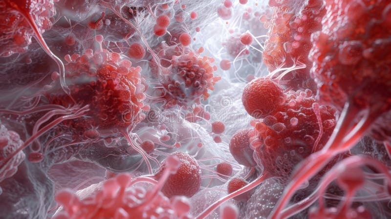 A Detailed Image of a Circulating Vessel with Red and White Cells ...