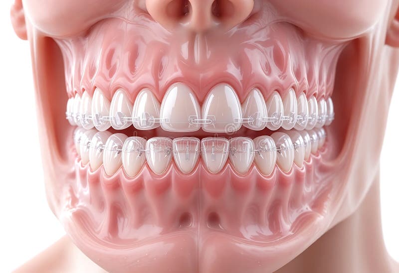 Close-up of Clear Aligners on Teeth, Showcasing a Modern Orthodontic ...
