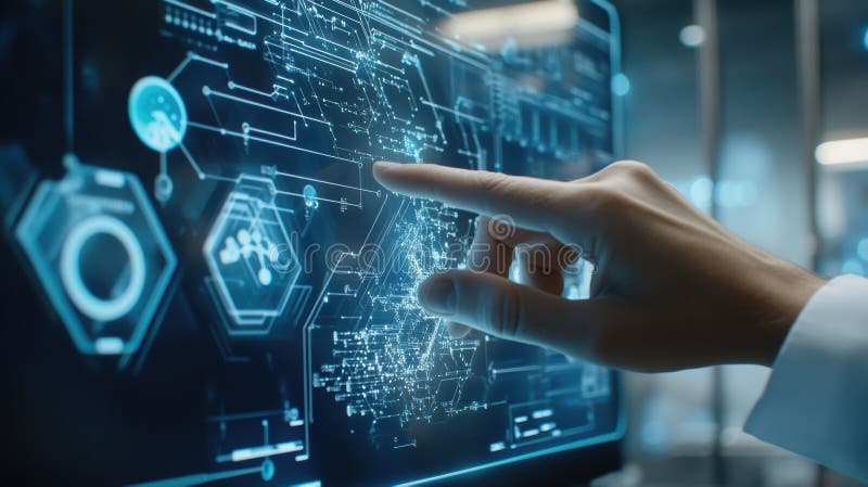 Detailed Image of a Cloudbased System Interface on a Touchscreen with a ...