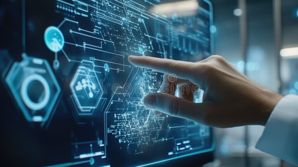 Detailed Image of a Cloudbased System Interface on a Touchscreen with a ...