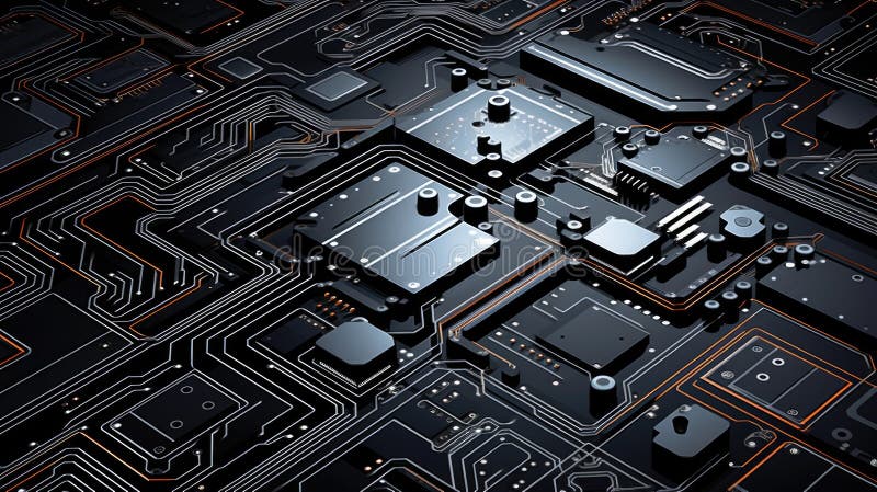Detailed Image of a Complex Electronic Circuit Board with a Focus on ...