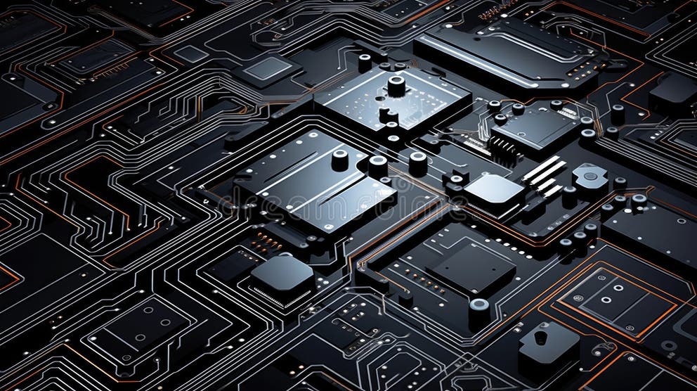 Detailed Image of a Complex Electronic Circuit Board with a Focus on ...