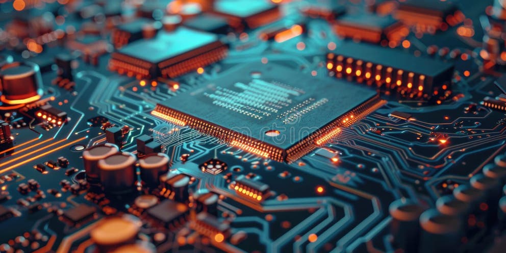 Computer Motherboard Close-Up Stock Image - Image of layout, processing ...