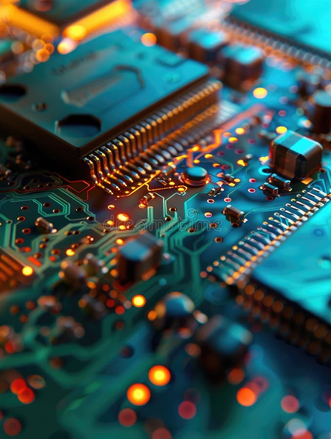 Computer Motherboard Close-Up Stock Photo - Image of memory ...