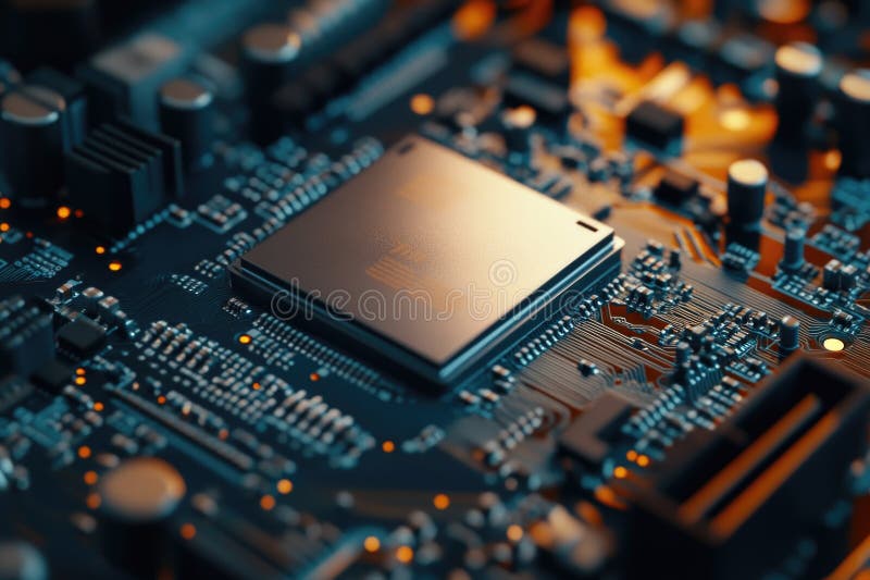 Computer Motherboard Close Up Stock Illustration - Illustration of ...