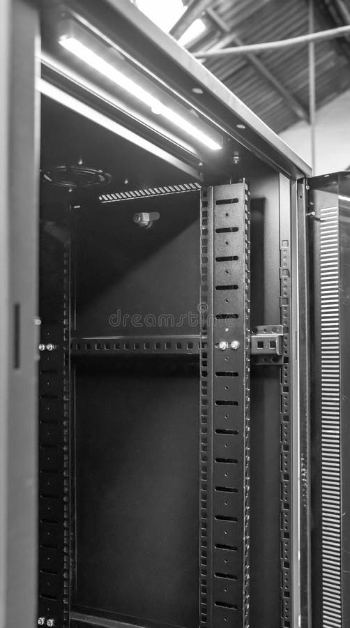 Detailed Image of a Computer and Network Server Cabinet. Editorial ...