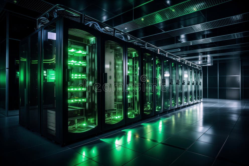 A Detailed Image of a Data Center Powered by Renewable Energy Sources ...