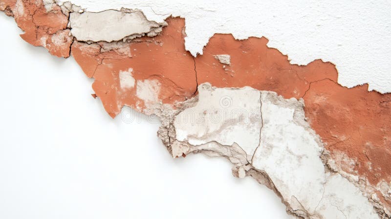 Exposed Terracotta Wall with Cracked White Plaster Stock Illustration ...