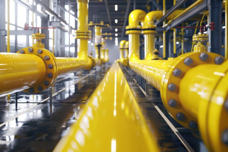 Detailed Image of an Extensive Piping System in a Modern Factory - a ...