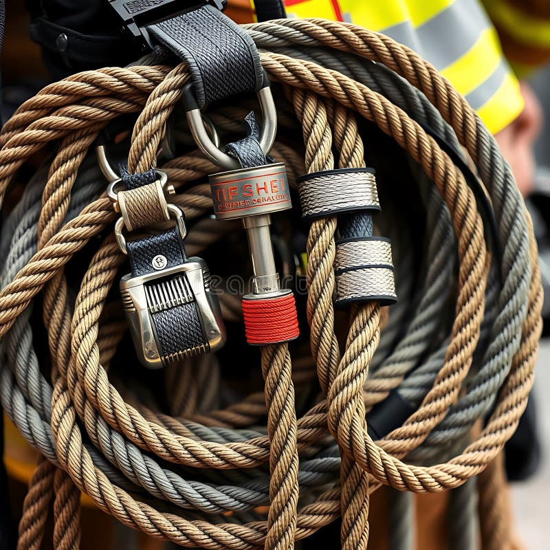 A Detailed Image of a Firefighterâ€™s Rescue Ropes and Harnesses Neatly ...
