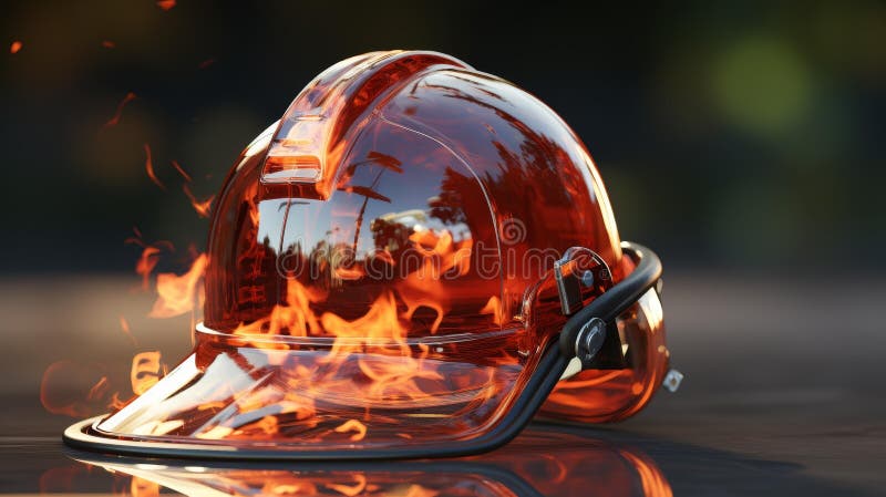 Detailed Image of a Firefighters Helmet with Reflective Surface Stock ...