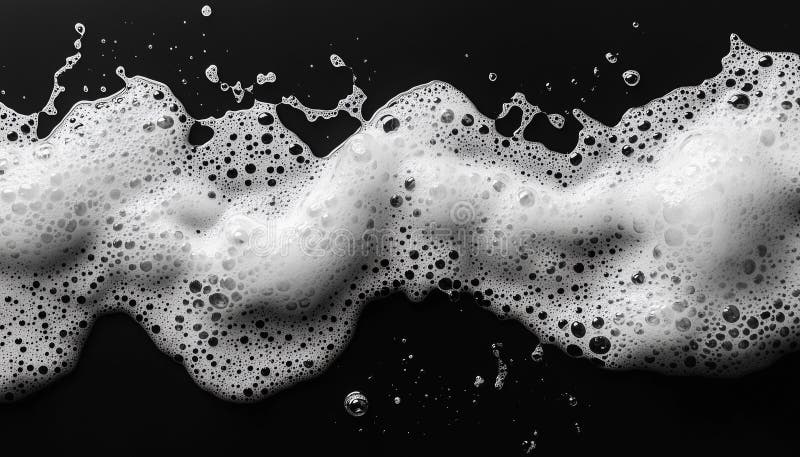 Close-up of Soap Bubbles and Foaming Liquid on Black Background Stock Illustration ...