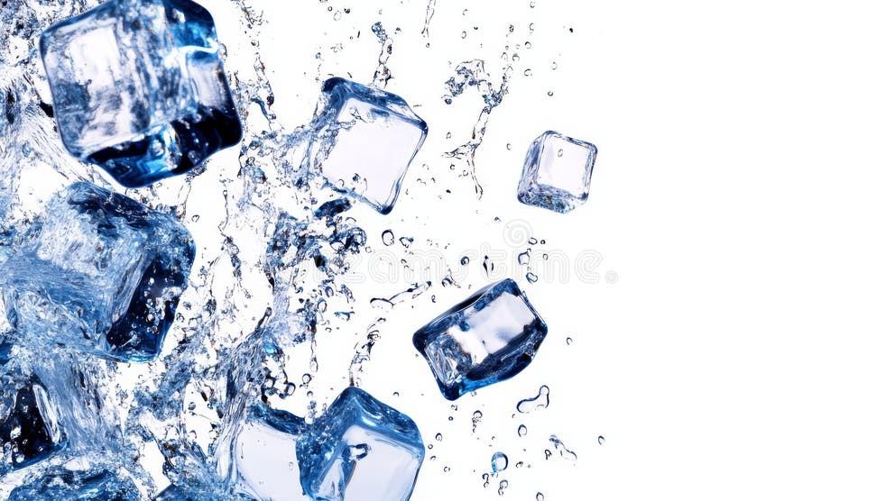 Detailed Image of a Frozen Ice Cube Falling on White, Showcasing Its ...
