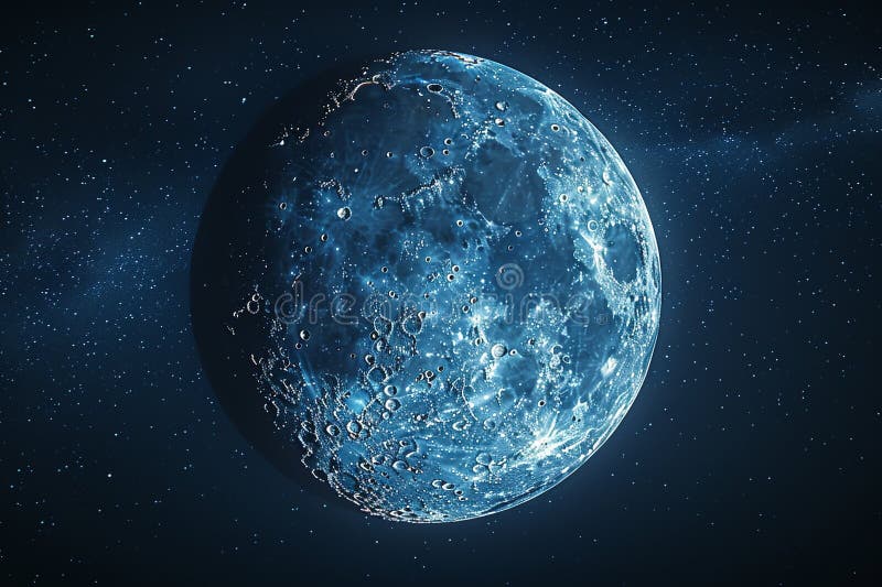 Detailed Image of a Glowing Moon in Deep Space Stock Illustration ...