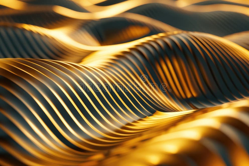 Detailed Image of a Golden Wave Pattern Stock Illustration ...