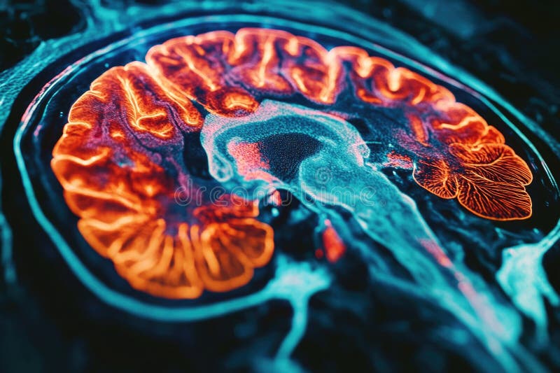 Detailed Image of a Human Brain Scan Showing Neural Connections and ...