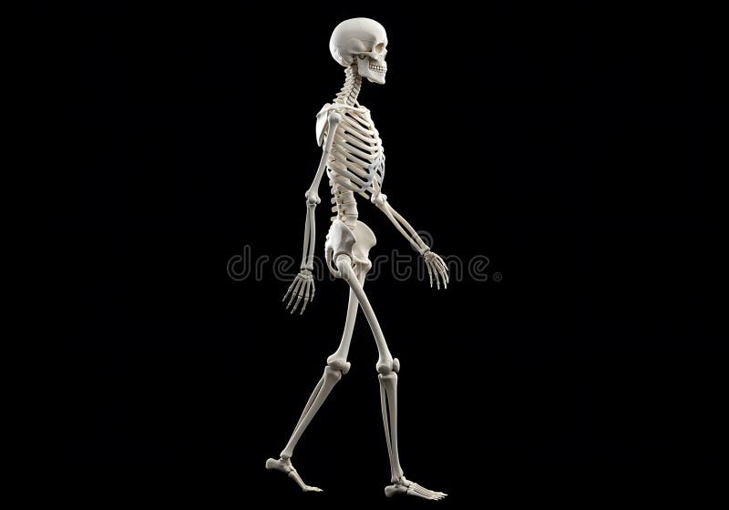 Human Skeleton Walking Pose Medical Illustration Stock Illustration ...