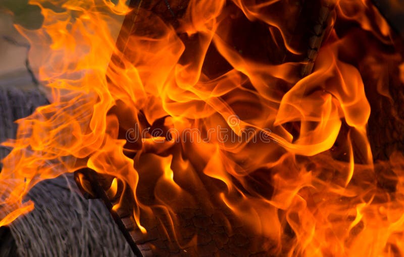 Detailed Image of Intense Orange Fire Burning Stock Image - Image of ...