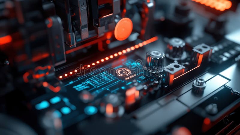 A Detailed Image of Interconnected Sensors on a Factory Machine with ...