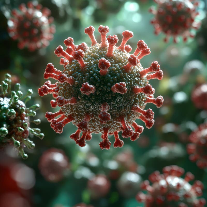 A Detailed Image of an Isolated Virus Particle Amidst a Community of ...