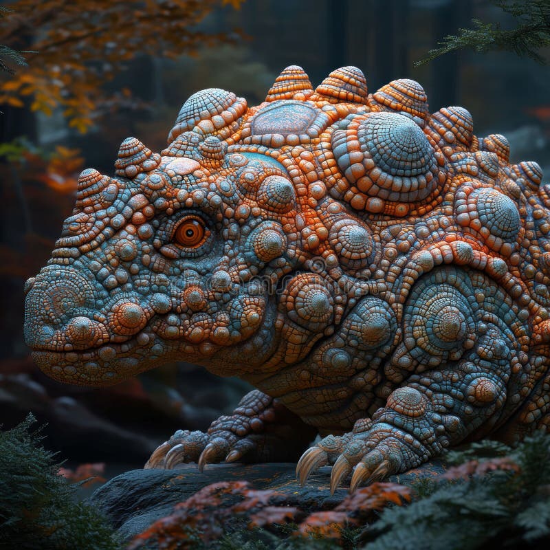 A Detailed Image of a Large, Patterned Lizard on Vegetation-rich Ground ...