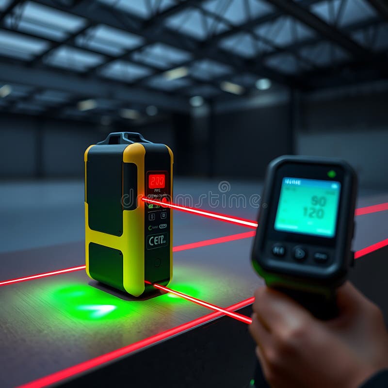 A Detailed Image of a Laser Distance Meter in Action Measuring the ...